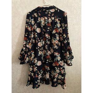 entro | Tops | Entro Womens Medium Thin Blue Floral Kimono | Poshmark